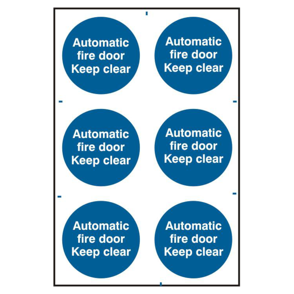 ASEC `Automatic Fire Door Keep Clear` 200mm x 300mm PVC Self Adhesive