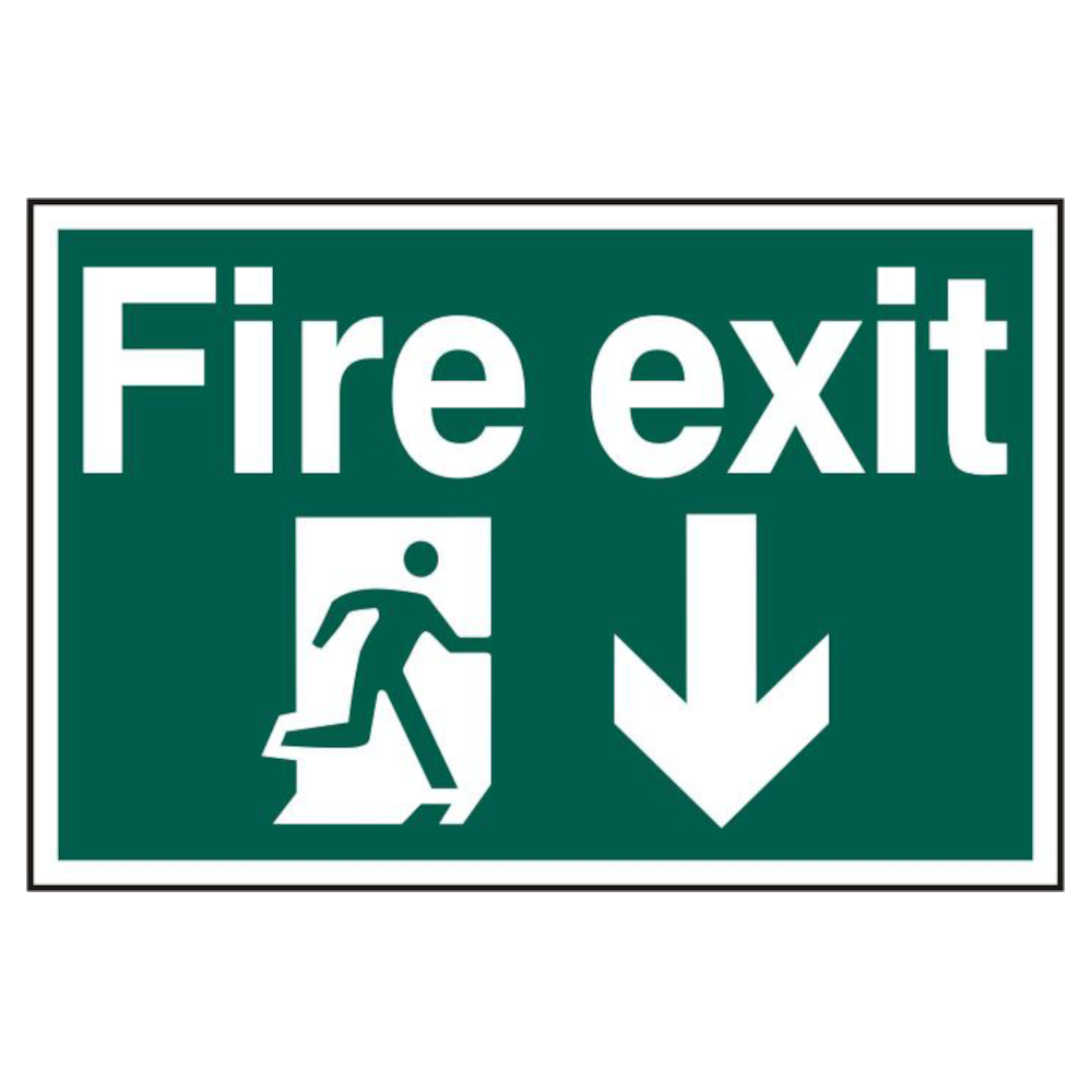 ASEC `Fire Exit` 200mm x 300mm PVC Self Adhesive Sign