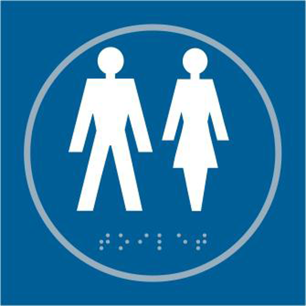 ASEC `Unisex` 150mm x 150mm Taktyle (Braille) Self Adhesive Sign