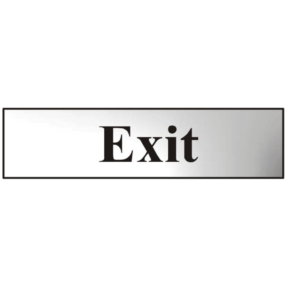 ASEC `Exit` 200mm x 50mm Chrome Self Adhesive Sign