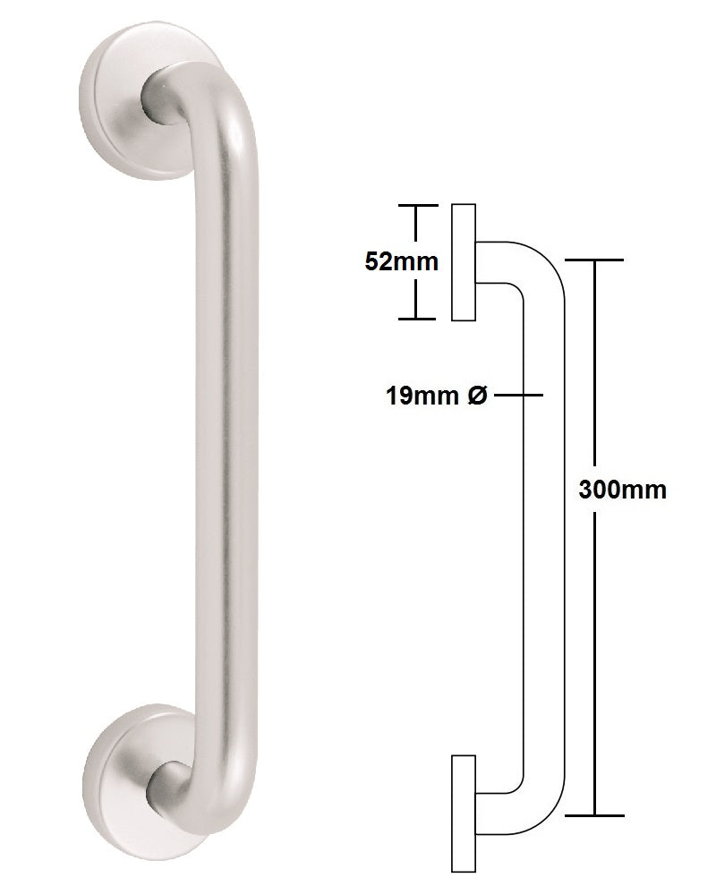 Arrone "D" Concealed Fix Pull Handle 19x300mm - SAA