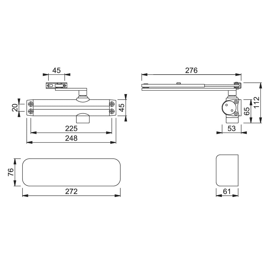 Arrone AR3500 EN2-4 Overhead Door Closer - Designer Cover - Anthracite