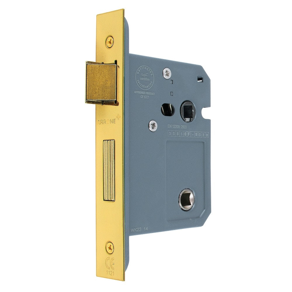 Arrone AR8023 Bathroom Lock - 80mm (3") Case - 57mm Backset - Brass