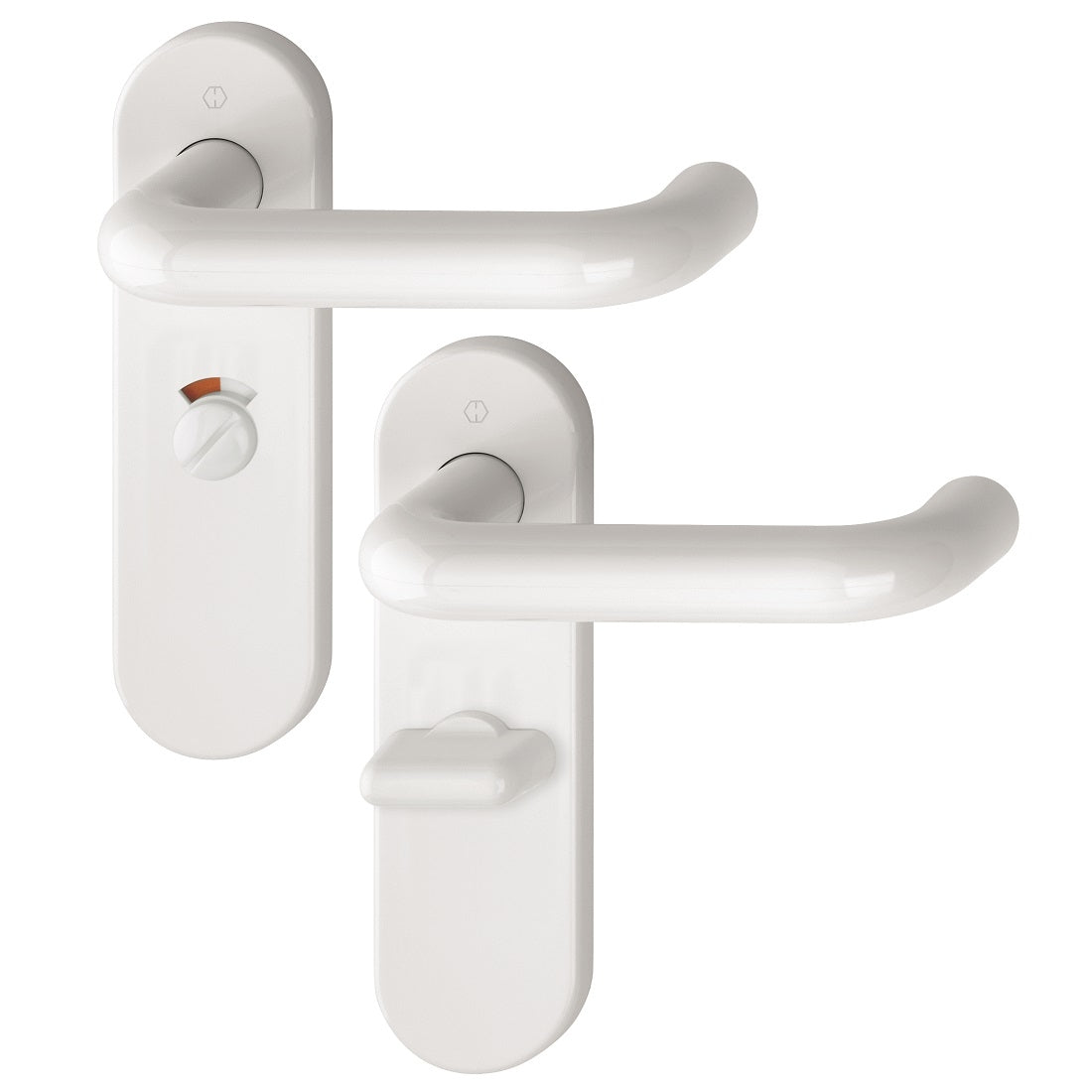 Hoppe Paris 21mmØ Return to Door Nylon Lever Handles on Bathroom Plate