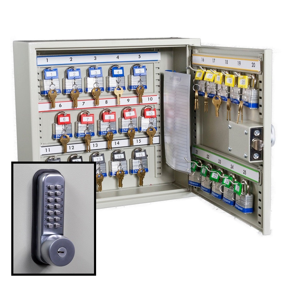 KeySecure Padlock Cabinet With Digital Lock With Key Override - 25 Hoo