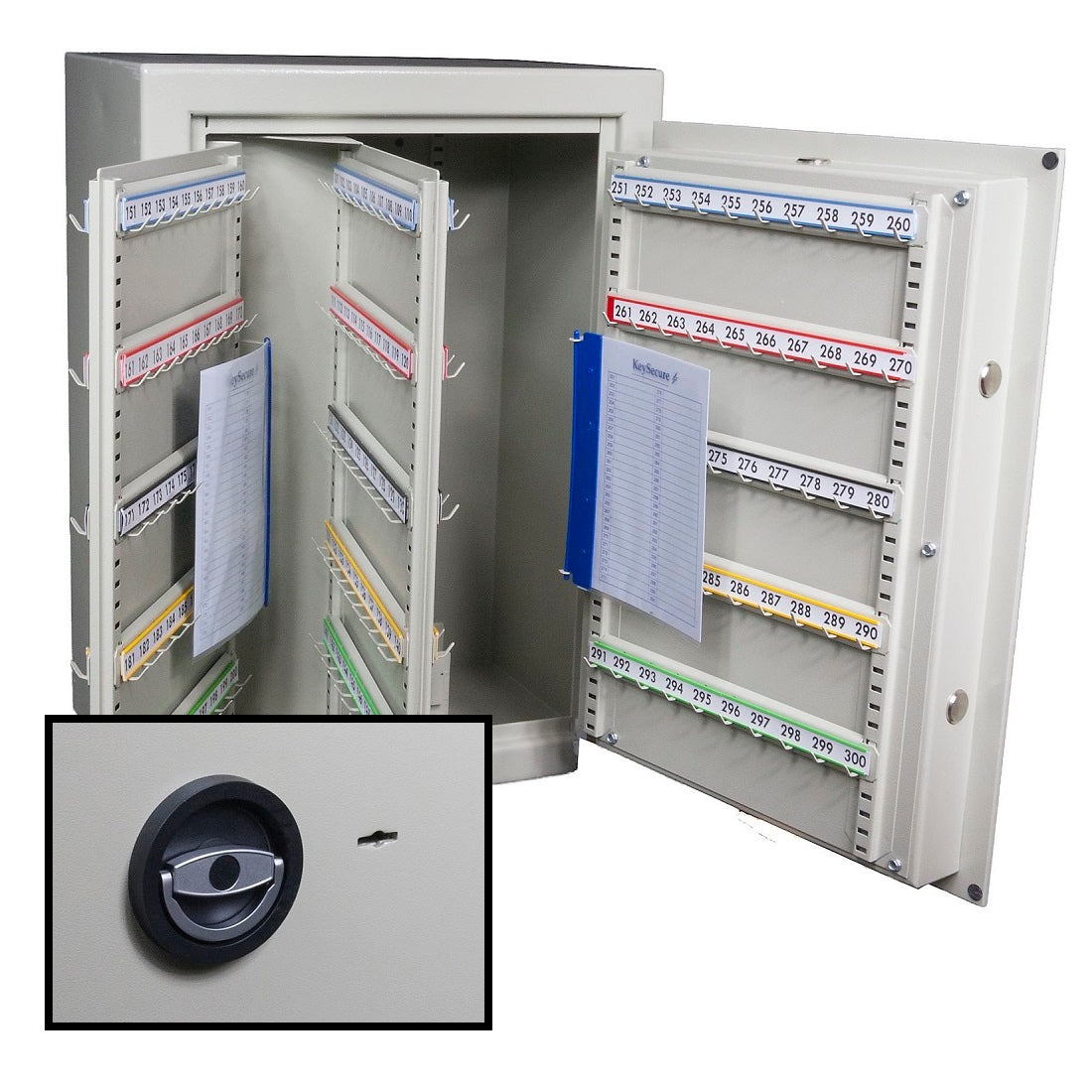 KeySecure High Security Key Cabinet With 8 Lever Safe Lock - 300 Hook