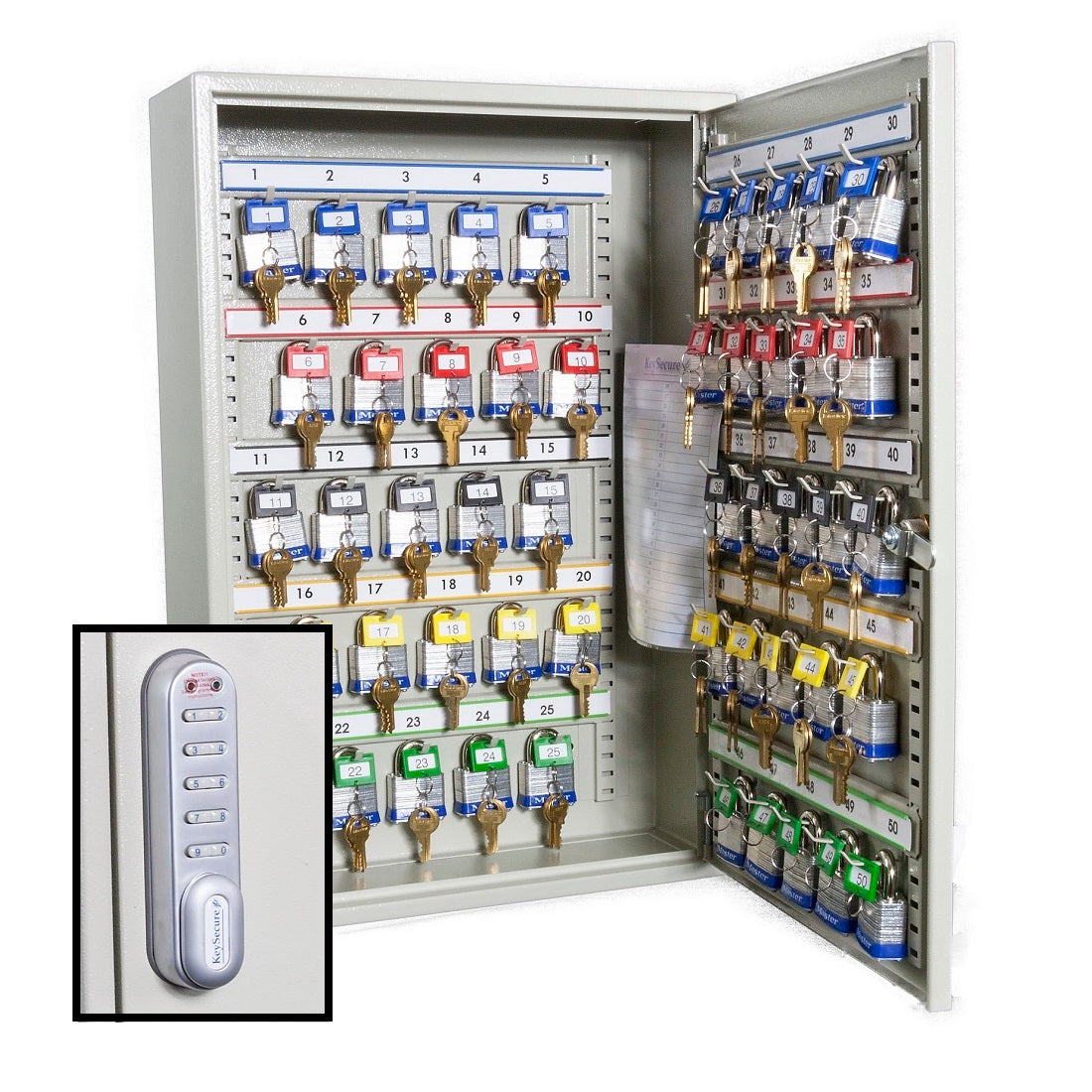 KeySecure Padlock Cabinet With Electronic Cam Lock - 50 Hook